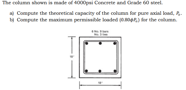 Solved The column shown is made of 4000psi Concrete and | Chegg.com