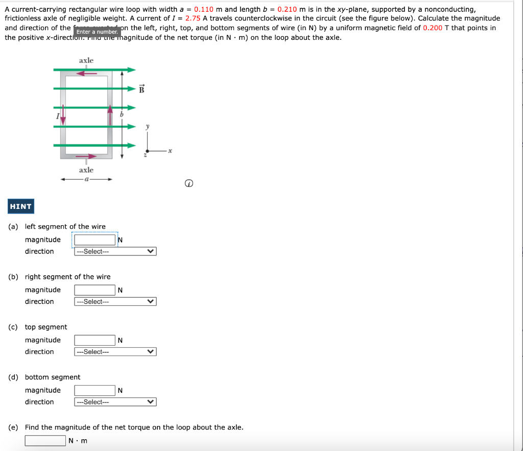 Solved A current-carrying rectangular wire loop with width a | Chegg.com