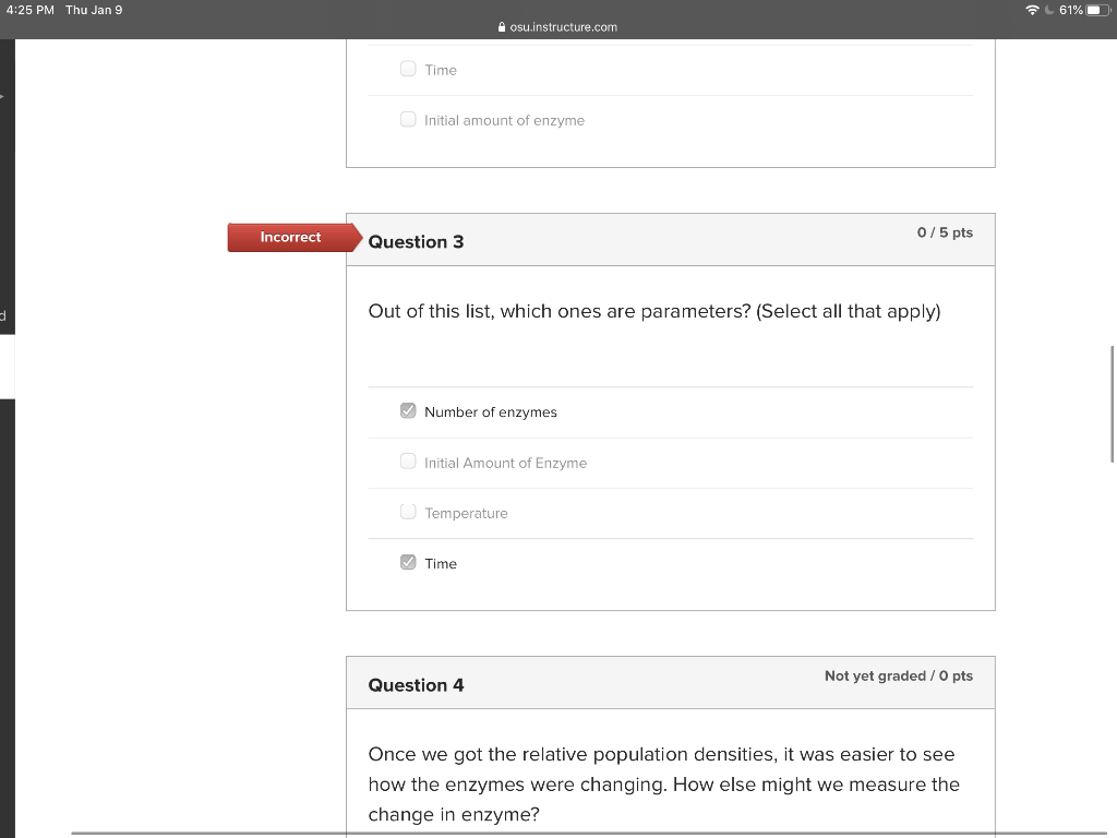 Solved L 61%D 4:25 PM Thu Jan 9 A osu.instructure.com O Time | Chegg.com