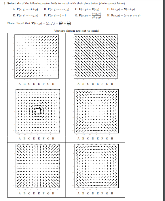 Solved 3. Select six of the following vector fields to match | Chegg.com