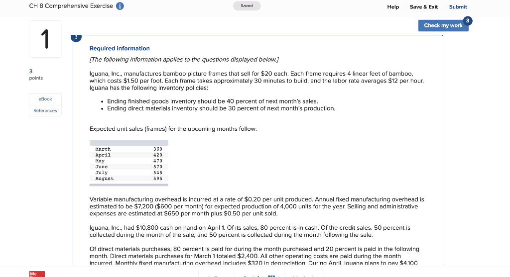 Solved CH 8 Comprehensive Exercise i Saved Help Save & Exit | Chegg.com