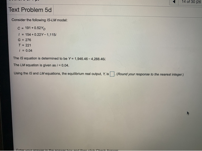 Solved 14 of 30 (26 Text Problem 5d Consider the following | Chegg.com