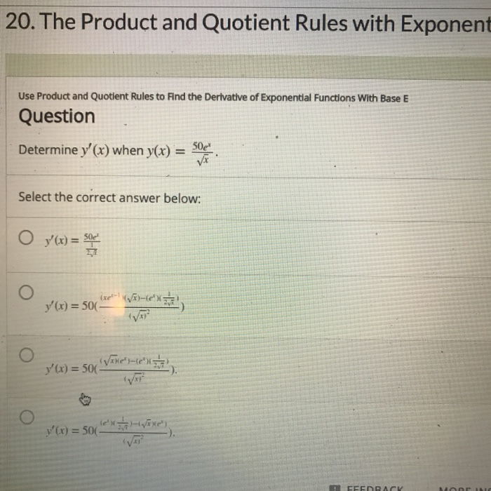Solved 20. The Product and Quotient Rules with Exponent Use | Chegg.com