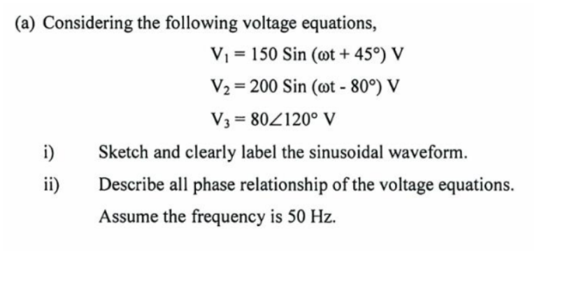 Solved = (a) Considering the following voltage equations, Vi | Chegg.com