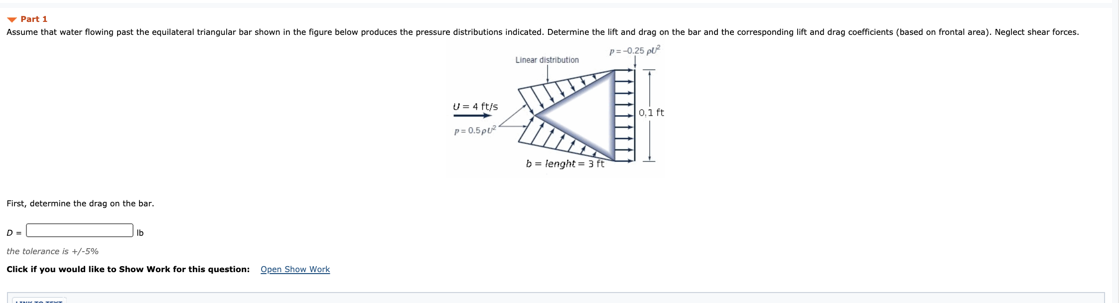 Solved Part 1 Assume that water flowing past the equilateral | Chegg.com