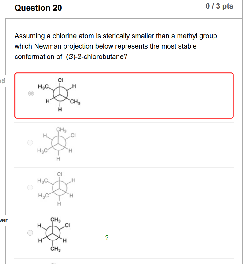 Solved 0/3 pts Question 20 Assuming a chlorine atom is | Chegg.com