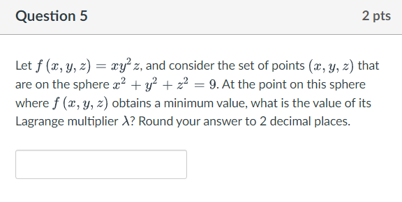 Solved Let f(x,y,z)=xy2z, and consider the set of points | Chegg.com