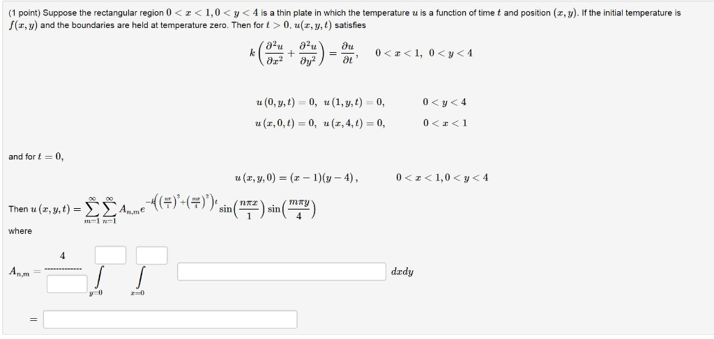 Solved (1 point) Suppose the rectangular region 0
