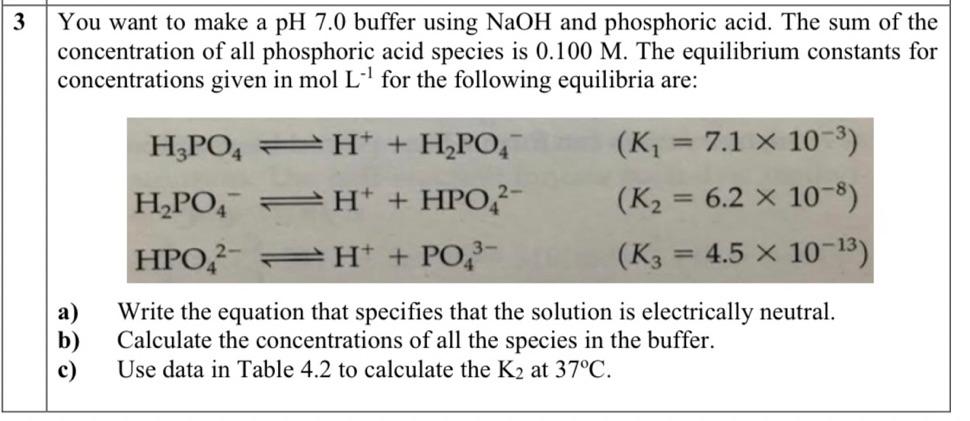 You want to make a pH7.0 buffer using NaOH and | Chegg.com