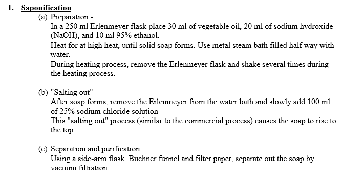Solved 1. Saponification (a) Preparation - In a 250 ml | Chegg.com