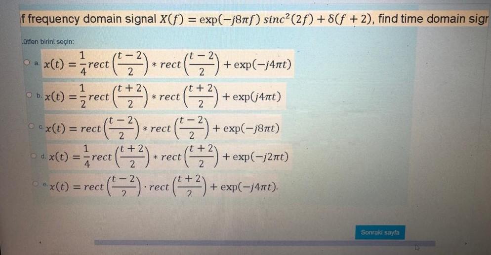 Solved If frequency domain signal x(f) = exp(-j8nf) sinc (2) | Chegg.com