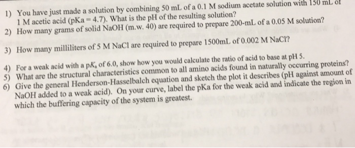 Solved You have just made a solution by combining 50 mL of a | Chegg.com