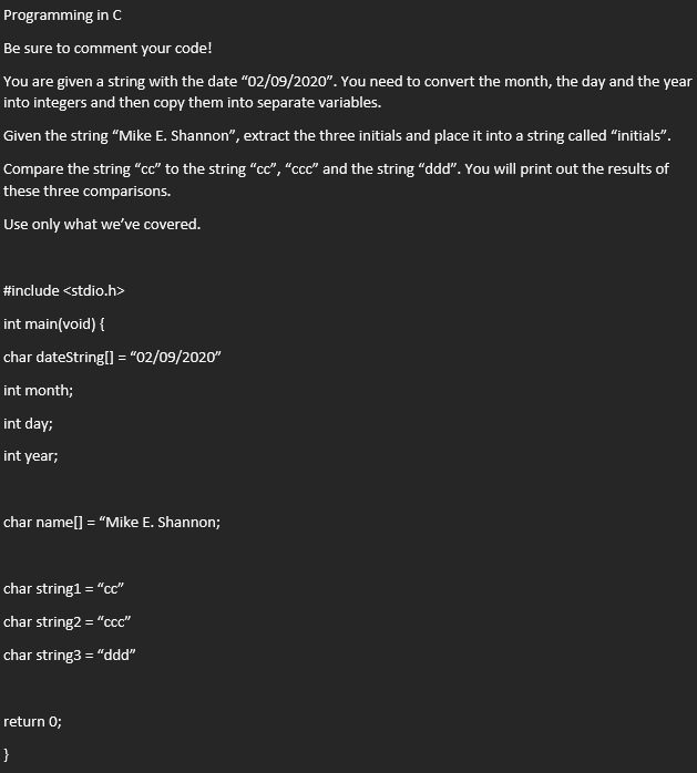 C Programming Only use commands from and | Chegg.com