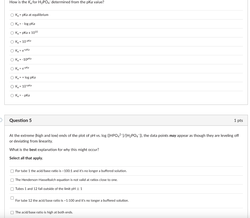 Solved How is the Ka for H2PO4 - determined from the pKa | Chegg.com