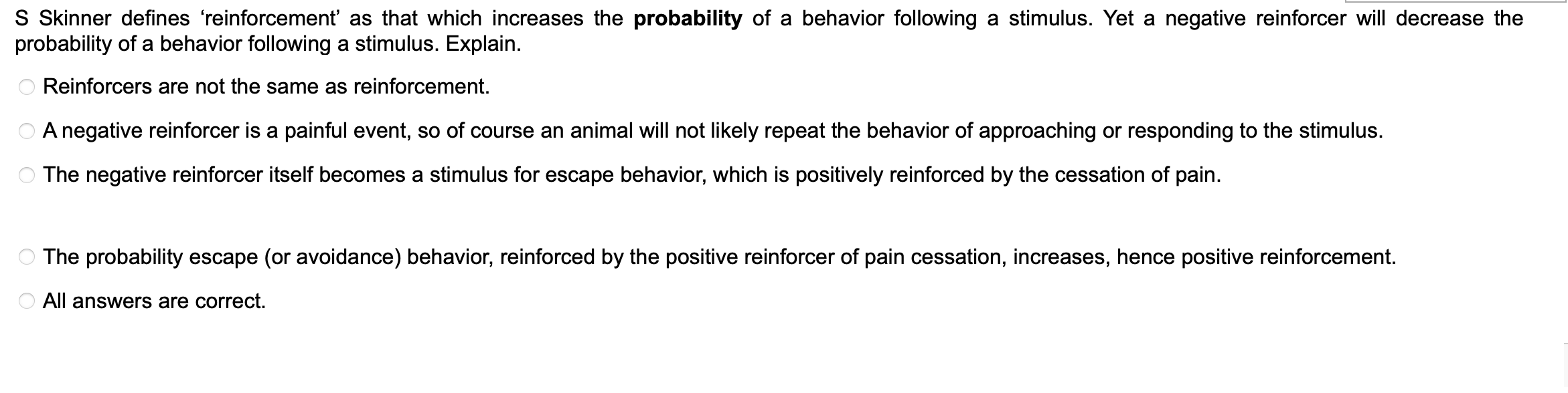 Solved S In avoidance conditioning, the unconditioned | Chegg.com