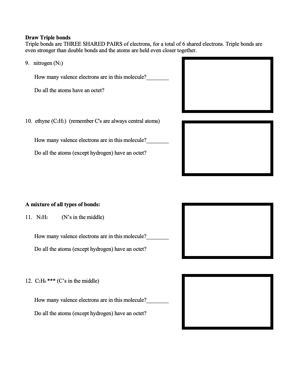 Solved Draw Triple bonds Triple bonds are THREE SHARED PAIRS | Chegg.com