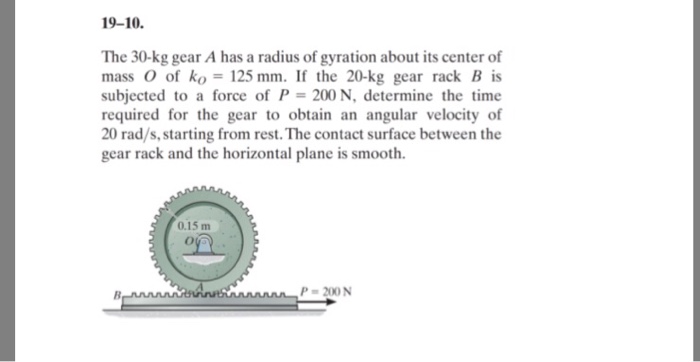 Solved 19-10 The 30-kg gear A has a radius of gyration about | Chegg.com