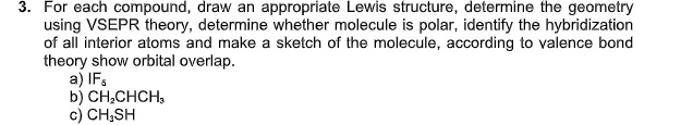 Solved 3. For each compound, draw an appropriate Lewis | Chegg.com