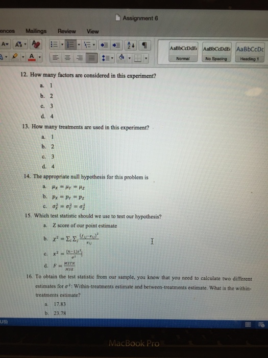 Solved Assignment 6 References Mailings Review View A A