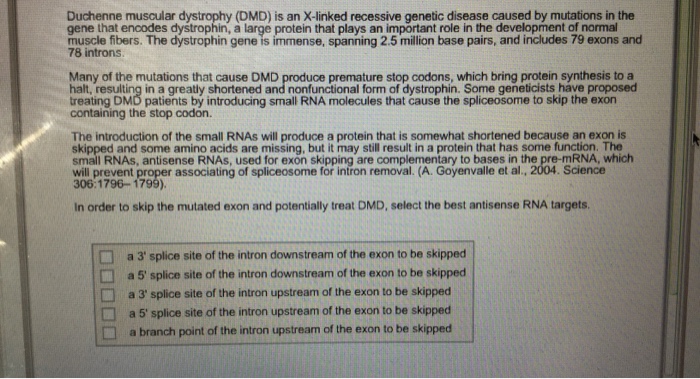 Solved Duchenne muscular dystrophy (DMD) is an X-linked | Chegg.com