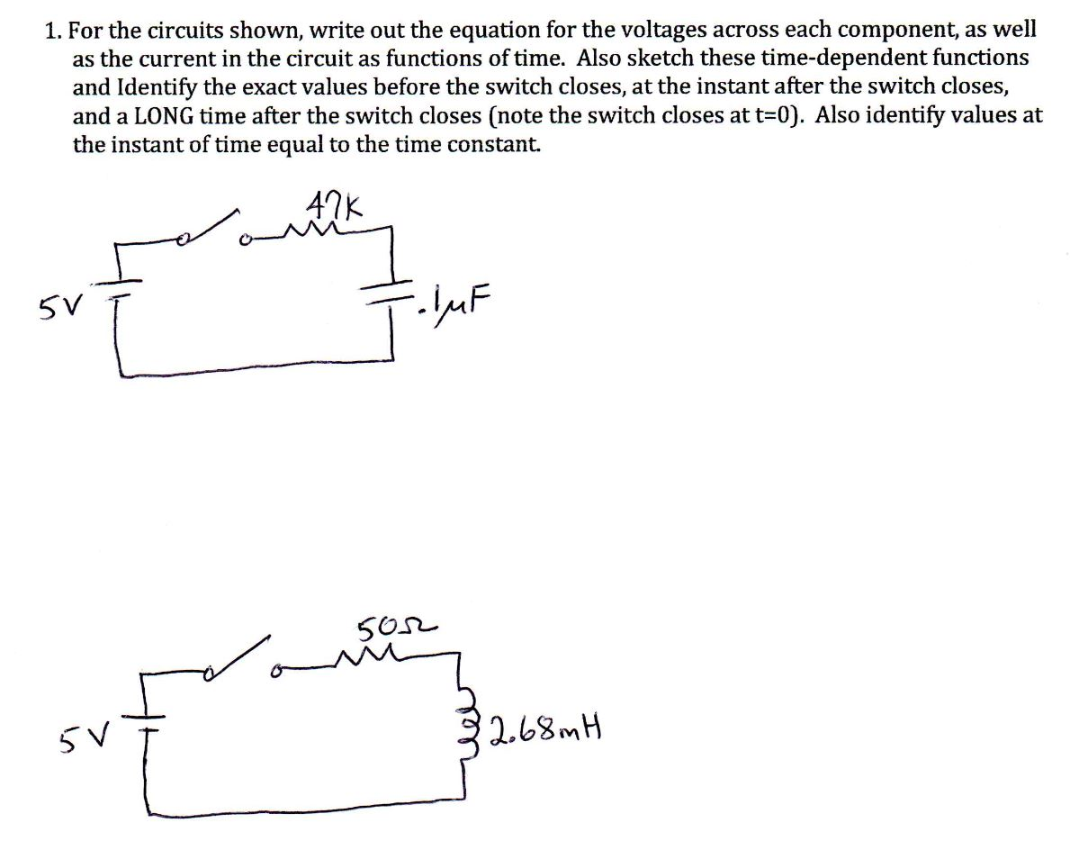 Solved 1. For the circuits shown, write out the equation for | Chegg.com
