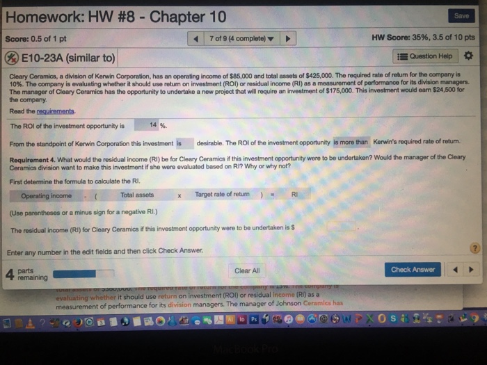 Solved Homework Hw 8 Chapter 10 Save Score 0 5 Of 1 Pt