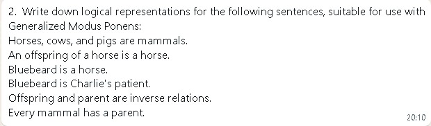 Solved 2. Write down logical representations for the | Chegg.com