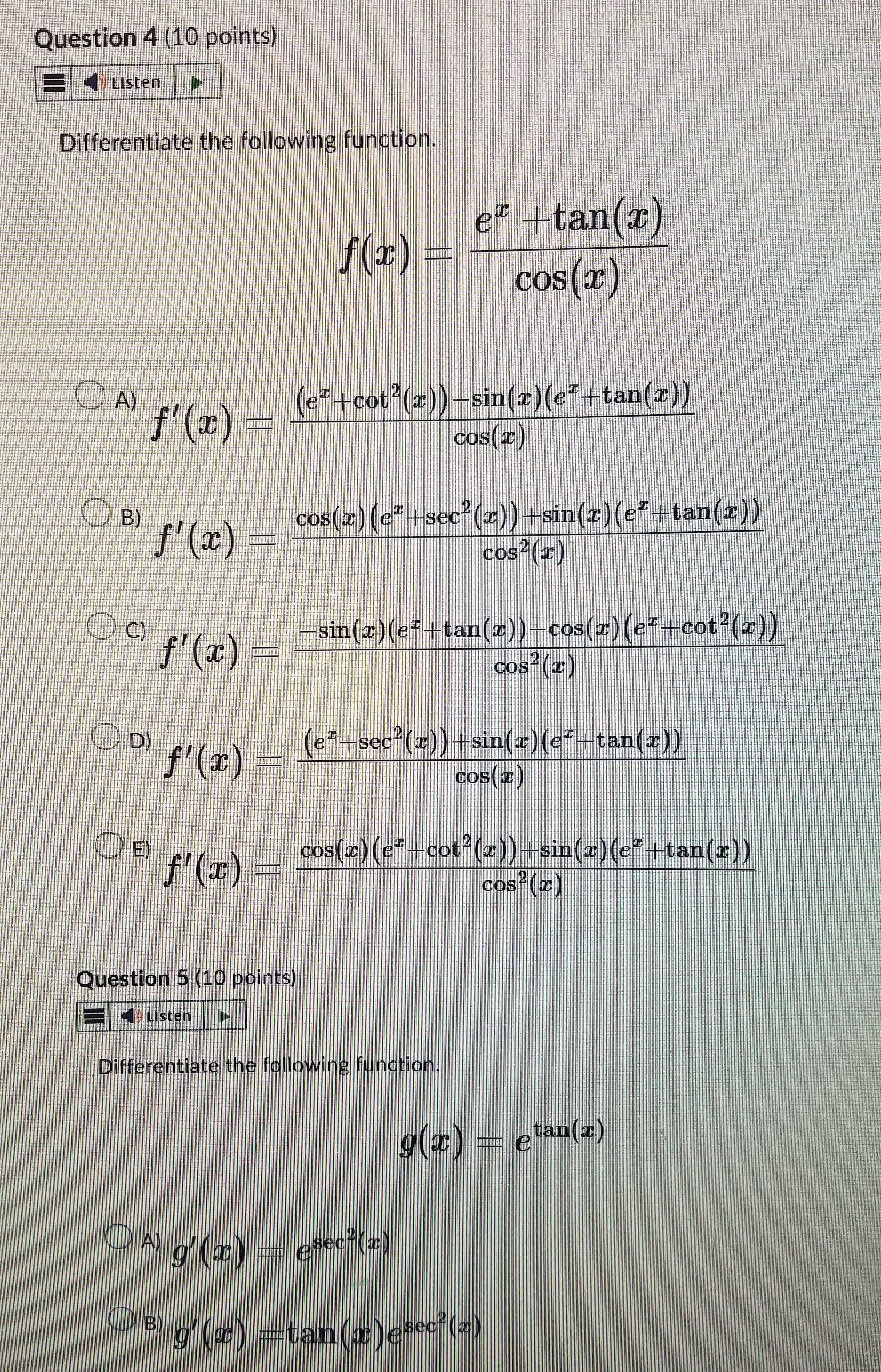 Solved Differentiate the following function. | Chegg.com