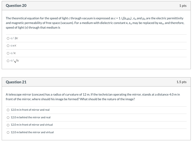 Solved Question 20 1 pts The theoretical equation for the | Chegg.com
