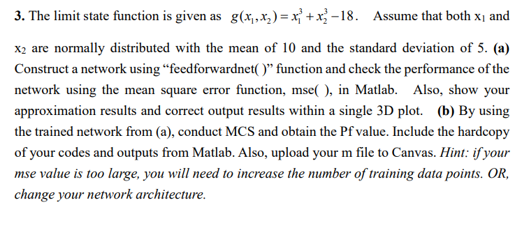 Solved 3. The limit state function is given as | Chegg.com