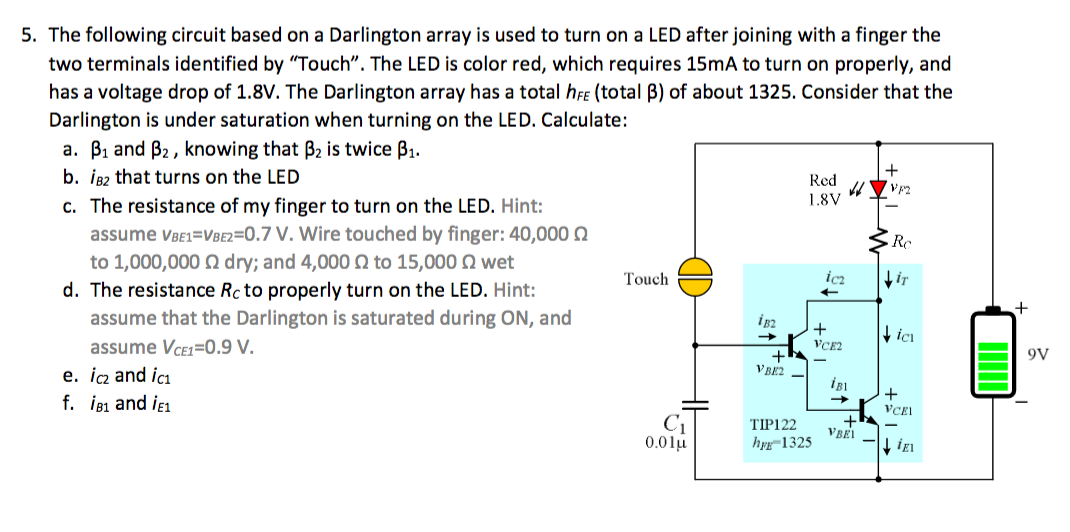 Solved + 5. The following circuit based on a Darlington | Chegg.com