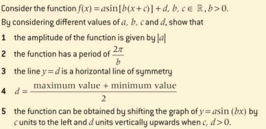 Solved Consider the function f(x) = asin[b(x+c)] +d, b, ce | Chegg.com