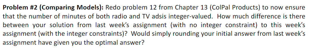 Solved Problem \#5 (Developing Linear Optimization Models): | Chegg.com