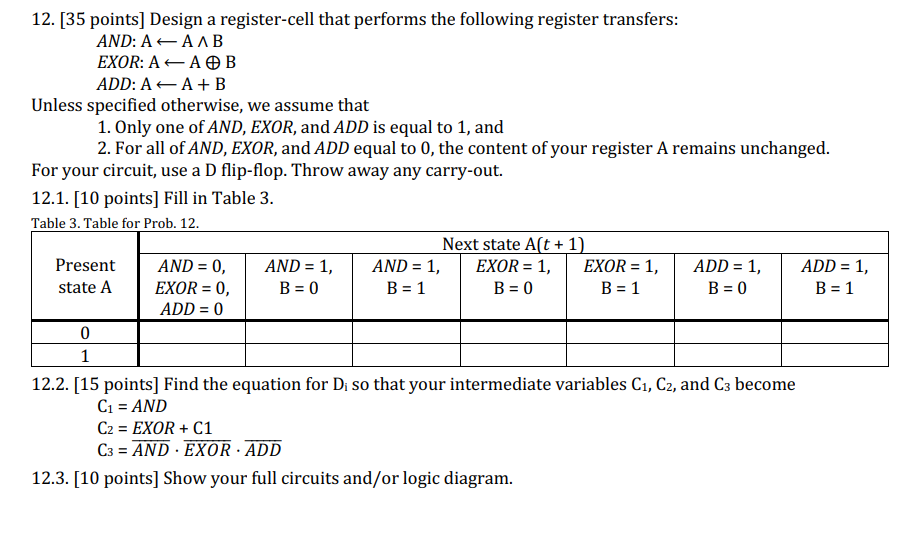 12. [35 points] Design a register-cell that performs | Chegg.com