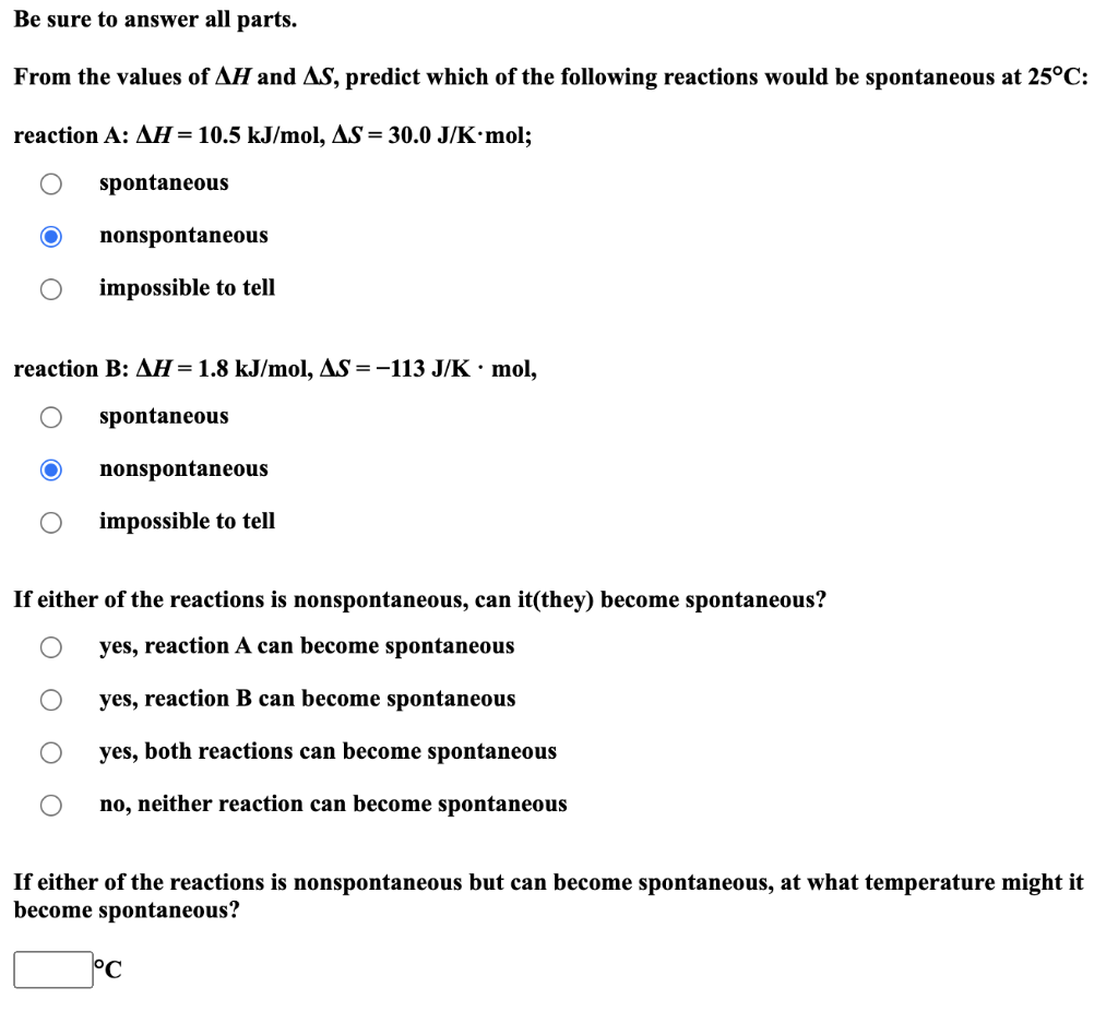 Solved Be sure to answer all parts. From the values of ΔH | Chegg.com