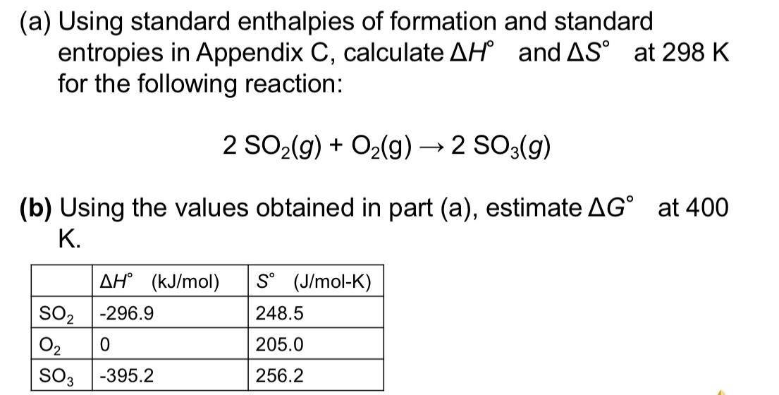 Solved (a) Using standard enthalpies of formation and | Chegg.com