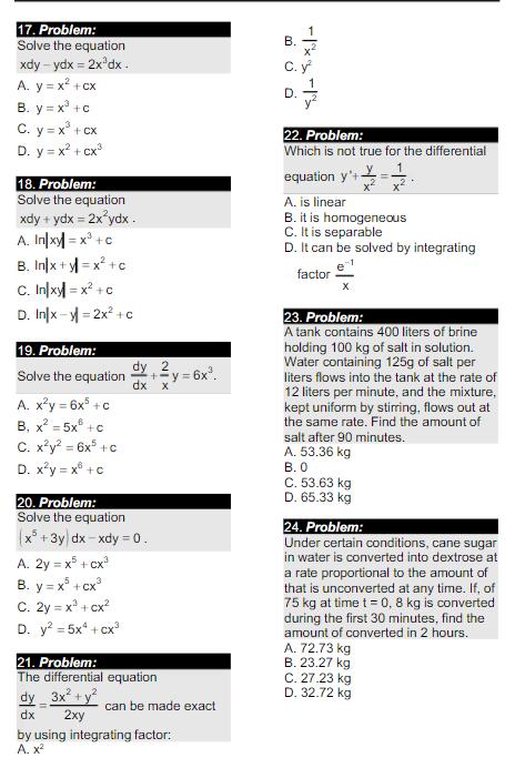 Solved C. (y2 + 2xy - x2) dx - (y2 - 2xy2 - x? dy = 0 (y2 + | Chegg.com