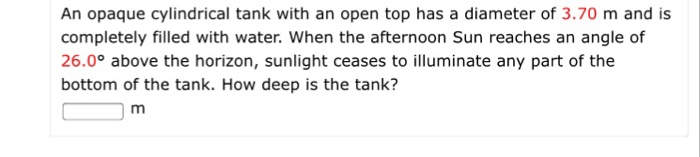 Solved An opaque cylindrical tank with an open top has a | Chegg.com