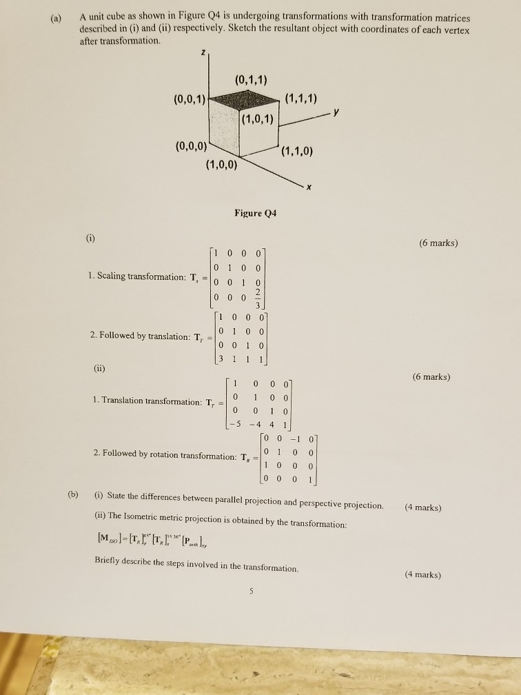 Solved (a) A unit cube as shown in Figure Q4 is undergoing | Chegg.com