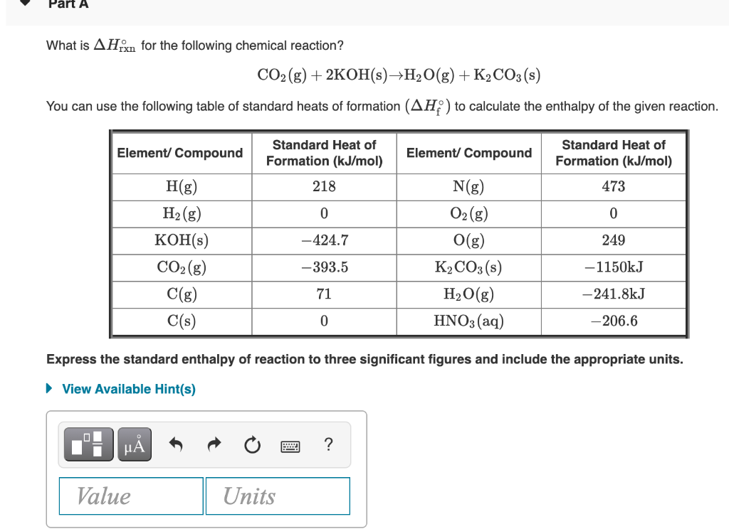 Solved Part A What is AHix for the following chemical | Chegg.com