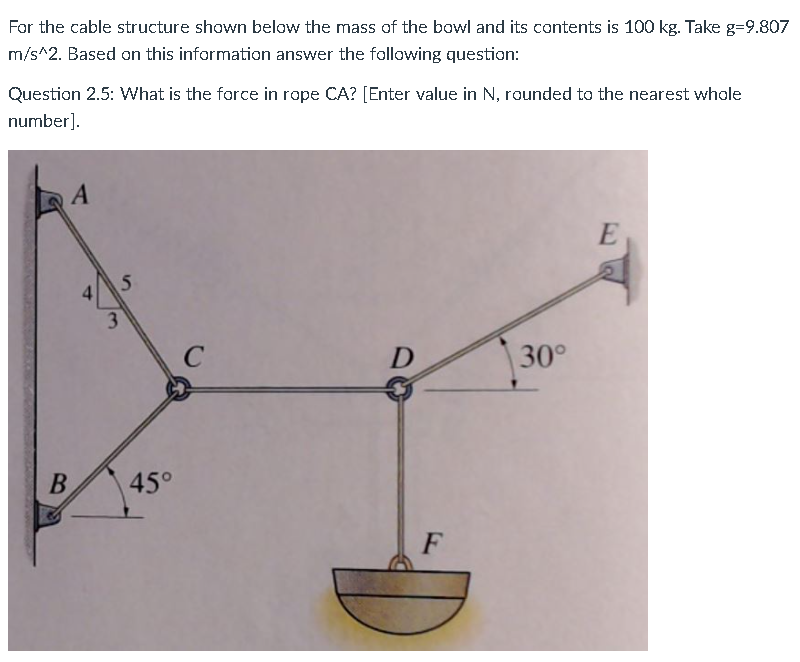 Solved For the cable structure shown below the mass of the | Chegg.com