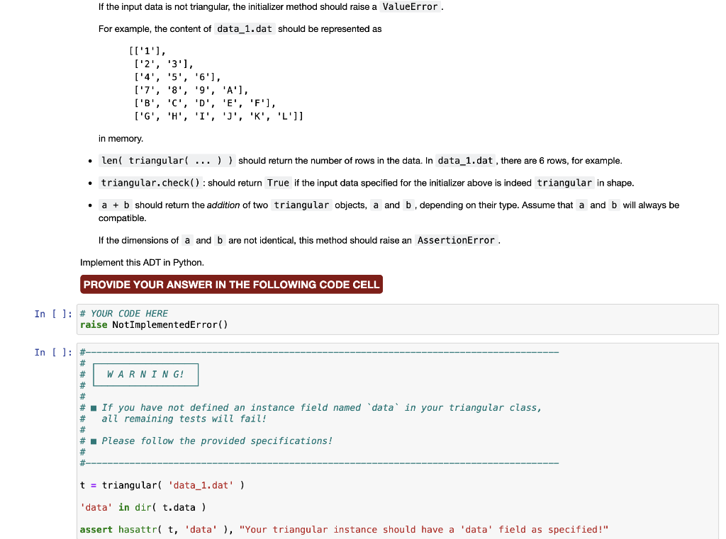 Solved Consider the following file with "triangular" data, | Chegg.com