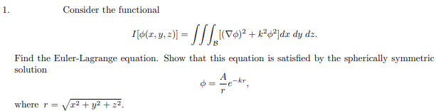 Solved Consider the functional | Chegg.com