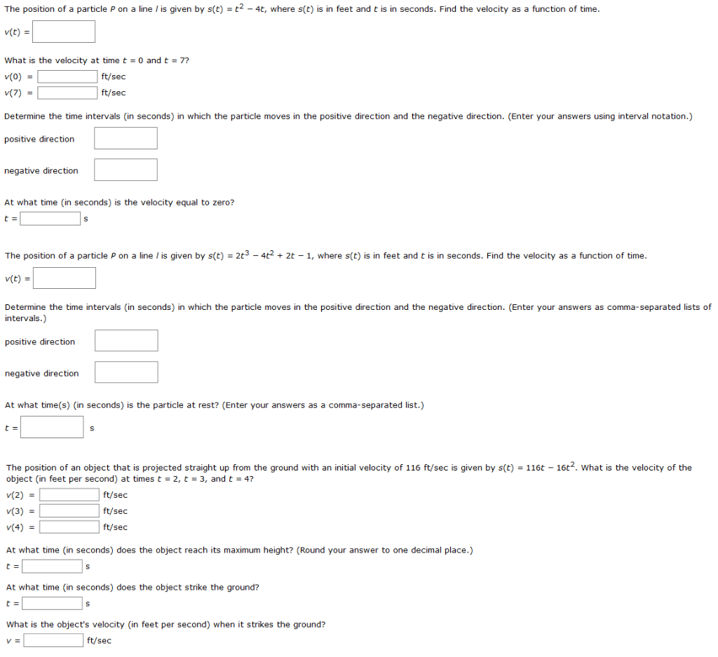 Solved The position of a particle P on a line / is given by | Chegg.com
