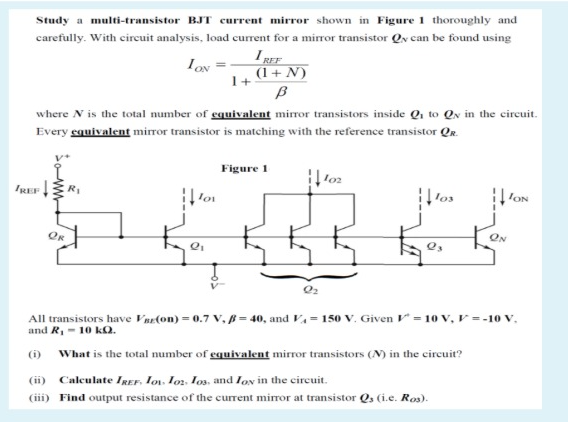 Solved TREE Study a multi-transistor BJT current mirror | Chegg.com