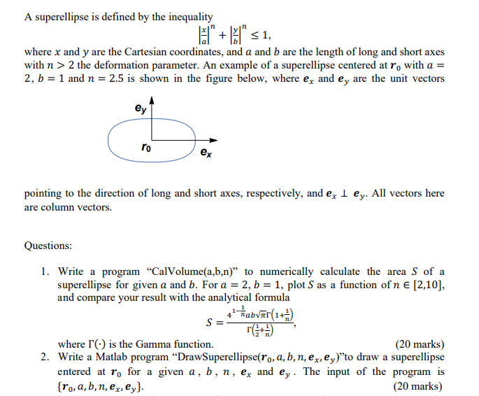 Solved A superellipse is defined by the inequality | Chegg.com