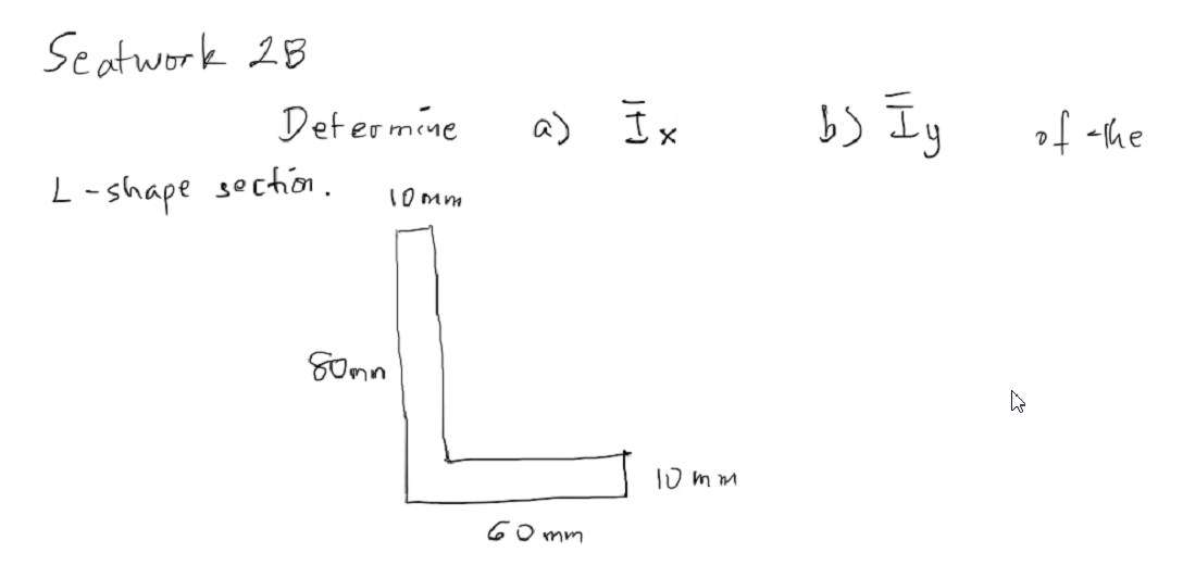 Solved Seatwork 2B Determine a) Iˉx b) Iˉy of the L-shape | Chegg.com