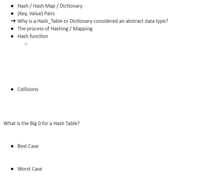Solved • Hash / Hash Map / Dictionary • (Key, Value) Pairs → | Chegg.com