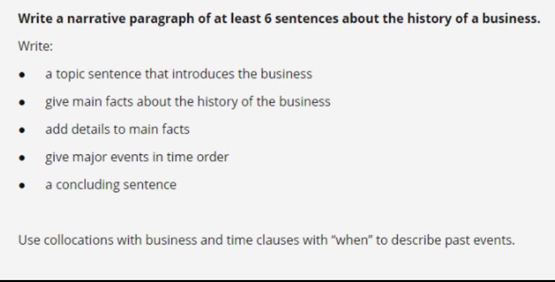 Solved Write a narrative paragraph of at least 6 sentences | Chegg.com