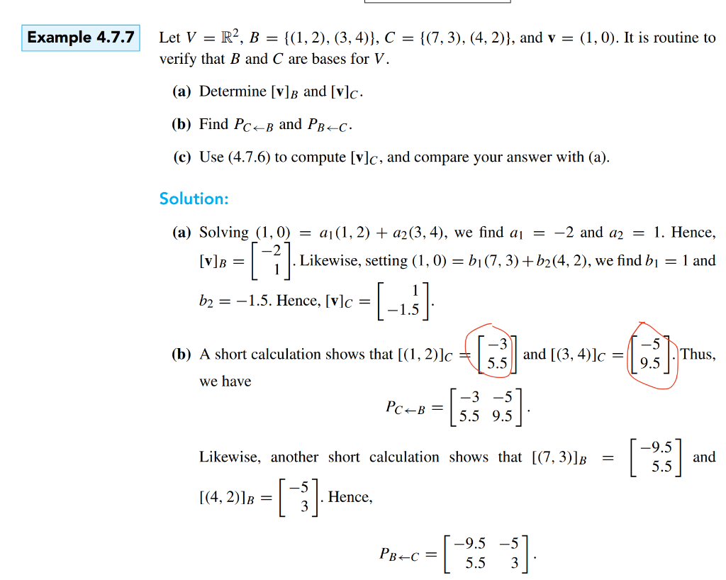 Solved Let V=R2,B={(1,2),(3,4)},C={(7,3),(4,2)}, and | Chegg.com